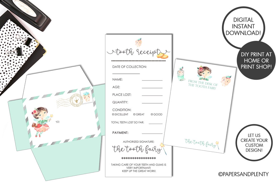DIGITAL FILE - Tooth Fairy Letter Kit | Tooth Fairy Receipt | From the ...
