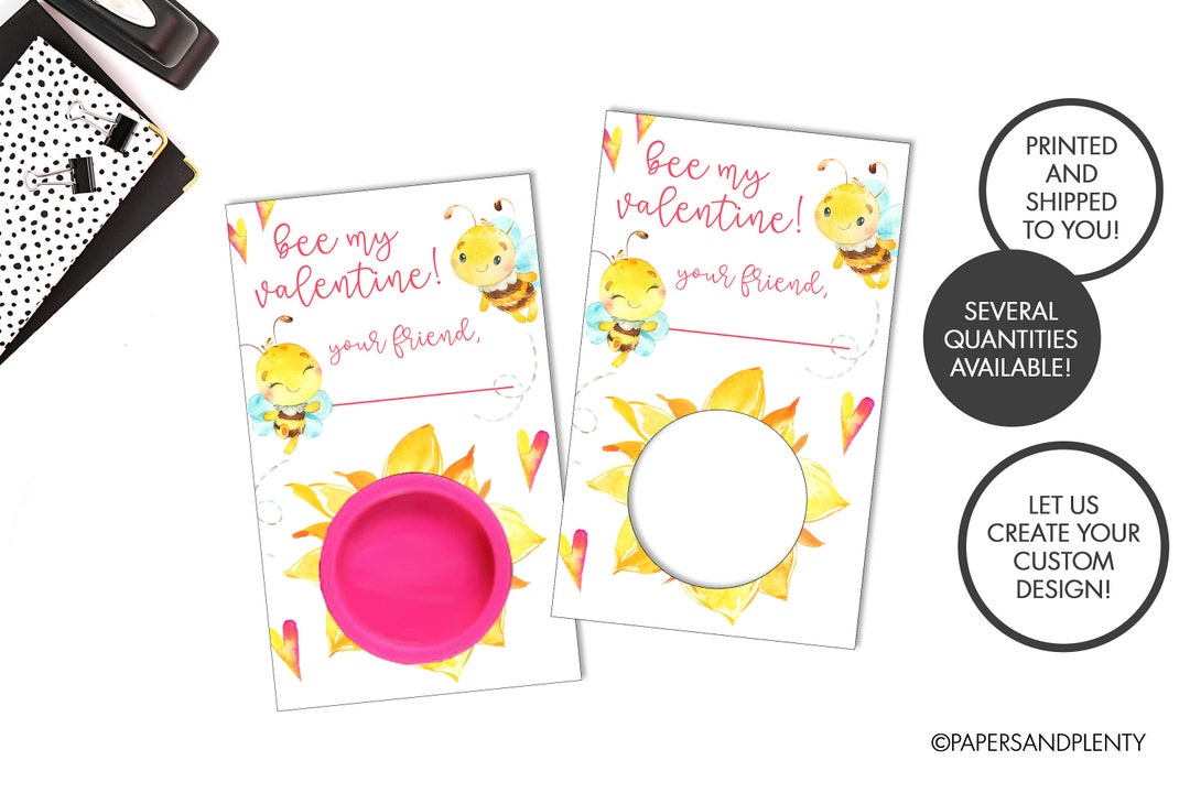 PRINTED Valentine Bee Mine Doh Card, Kids Party Favor, Kids Dough Party ...