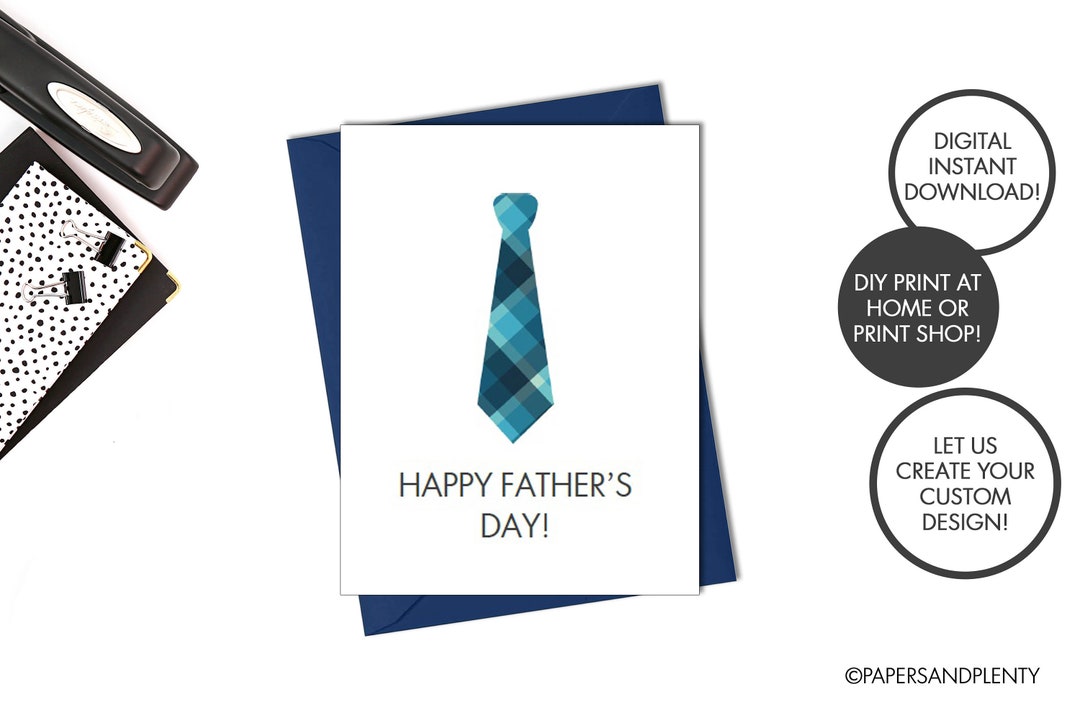 DIGITAL FILE - Happy Father's Day Card | Tie Father's Day Card | Plaid ...