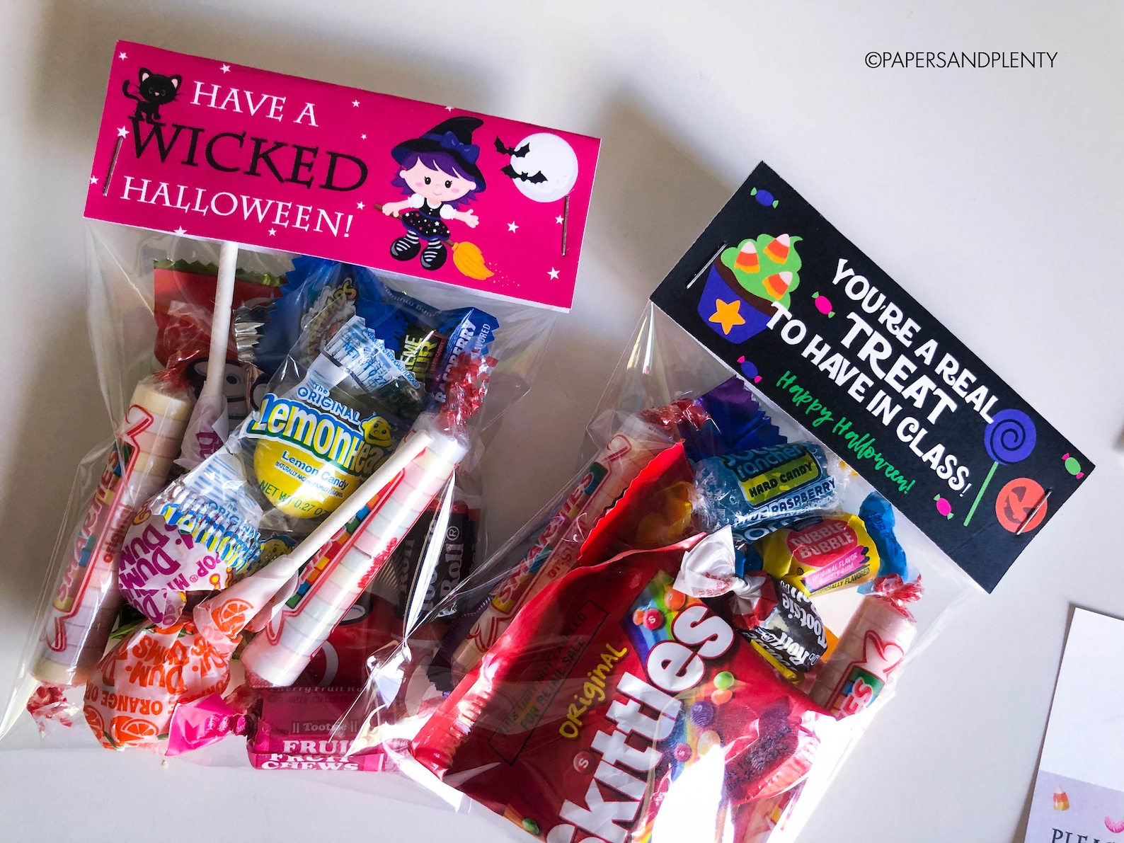 Printed Halloween Goodie Bags and Tags, Clear Treat Bag, Halloween ...