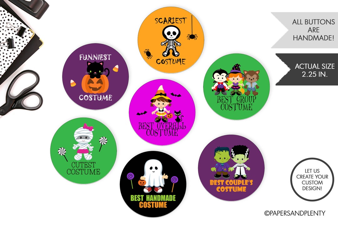 Set of 7 Halloween Costume Contest Awards, Costume Award Buttons ...