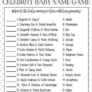 DIGITAL FILE - Celebrity Baby Name Game + Answer Key | Jungle Animal ...