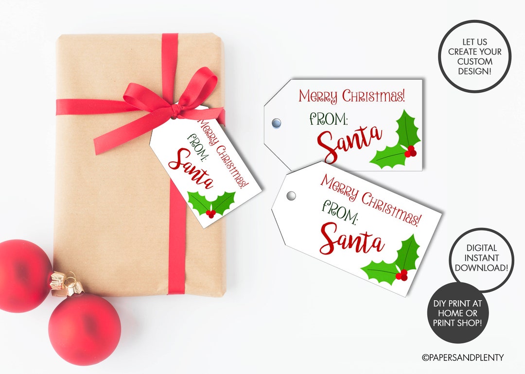 DIGITAL FILE - Printable "from Santa" Gift Tags (DIY) | Christmas Gift ...