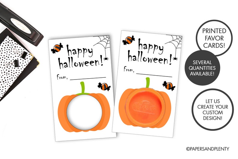 PRINTED Halloween Pumpkin Doh Favor Card, Kids Party Favor Cards, Kids ...