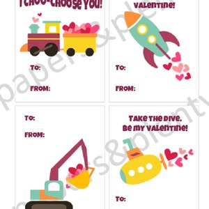 DIGITAL FILE - Printable Cars Valentine Cards for Kids (DIY) Set of 8 ...