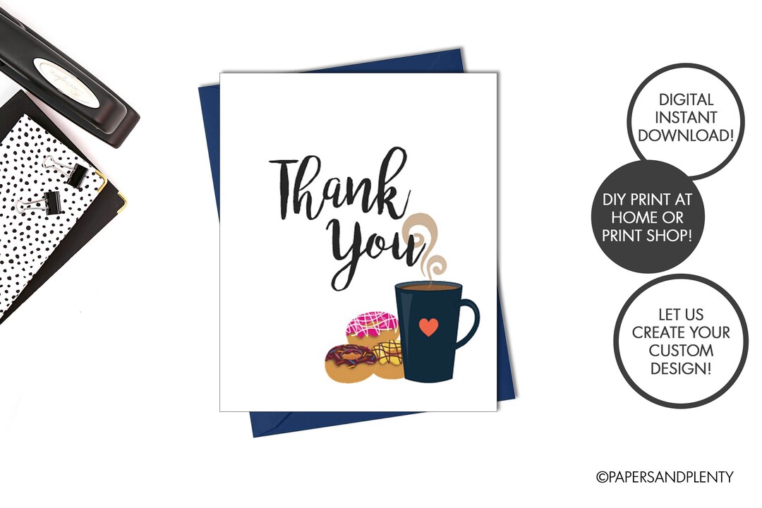 DIGITAL FILE - Coffee & Donuts Thank You Card | Baby Shower Thank You ...