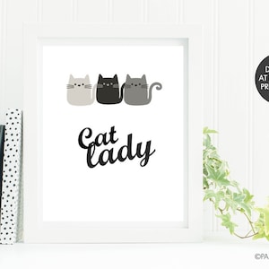 DIGITAL FILE Cat Lady Print Wall Art Home Decor 8x10 - Etsy