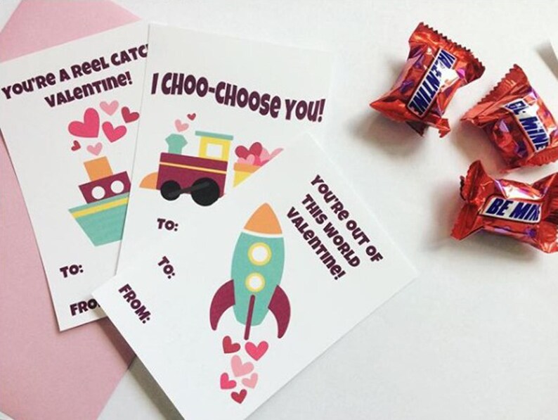DIGITAL FILE - Printable Cars Valentine Cards for Kids (DIY) Set of 8 ...