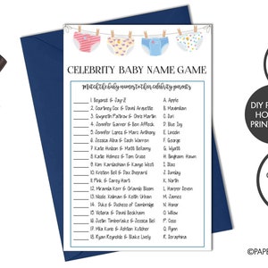 DIGITAL FILE - Baby Shower "celebrity Baby Name" Game + Answer Key ...