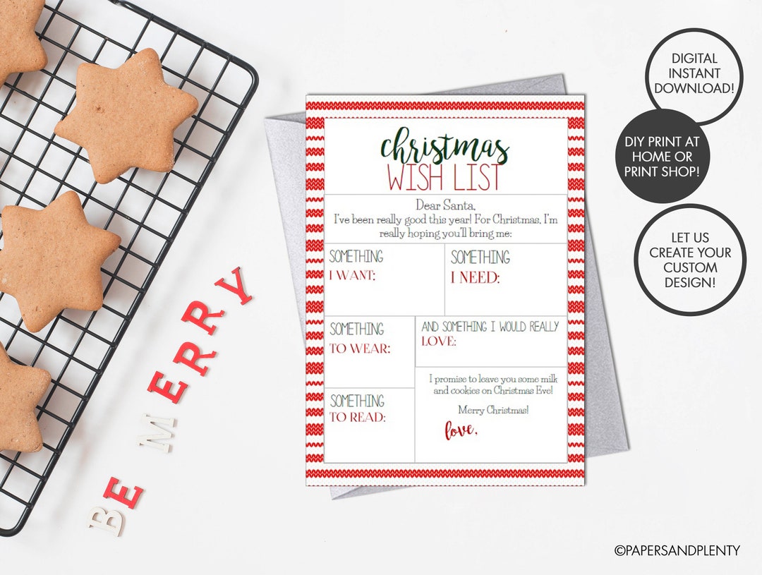 DIGITAL FILE - Printable "dear Santa" Fill in the Blank Christmas ...