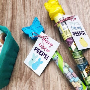 DIGITAL FILE - Printable Easter Gift Tags | Hoppy Easter Peeps | Treats ...