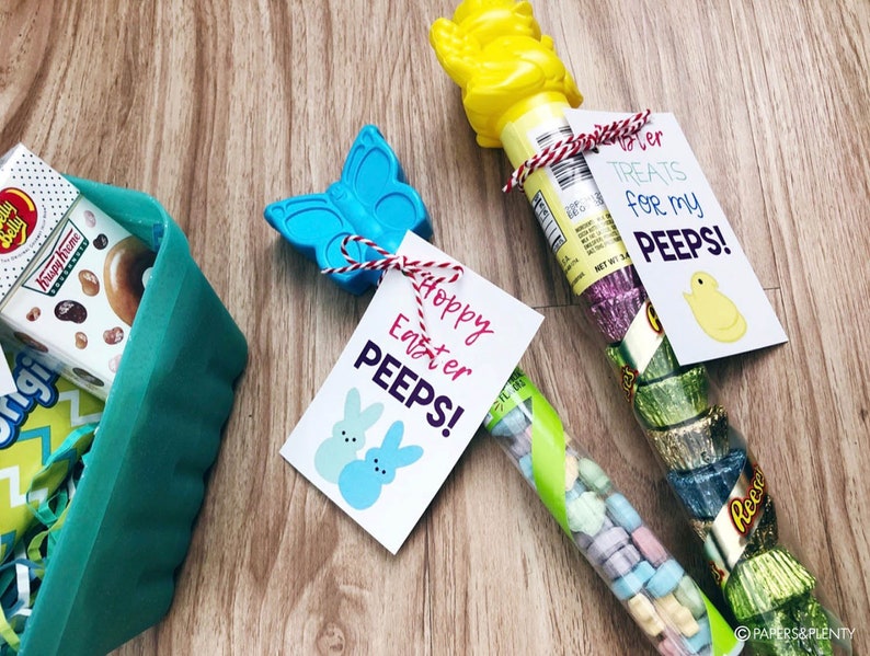 DIGITAL FILE Printable Easter Gift Tags Hoppy Easter Peeps - Etsy