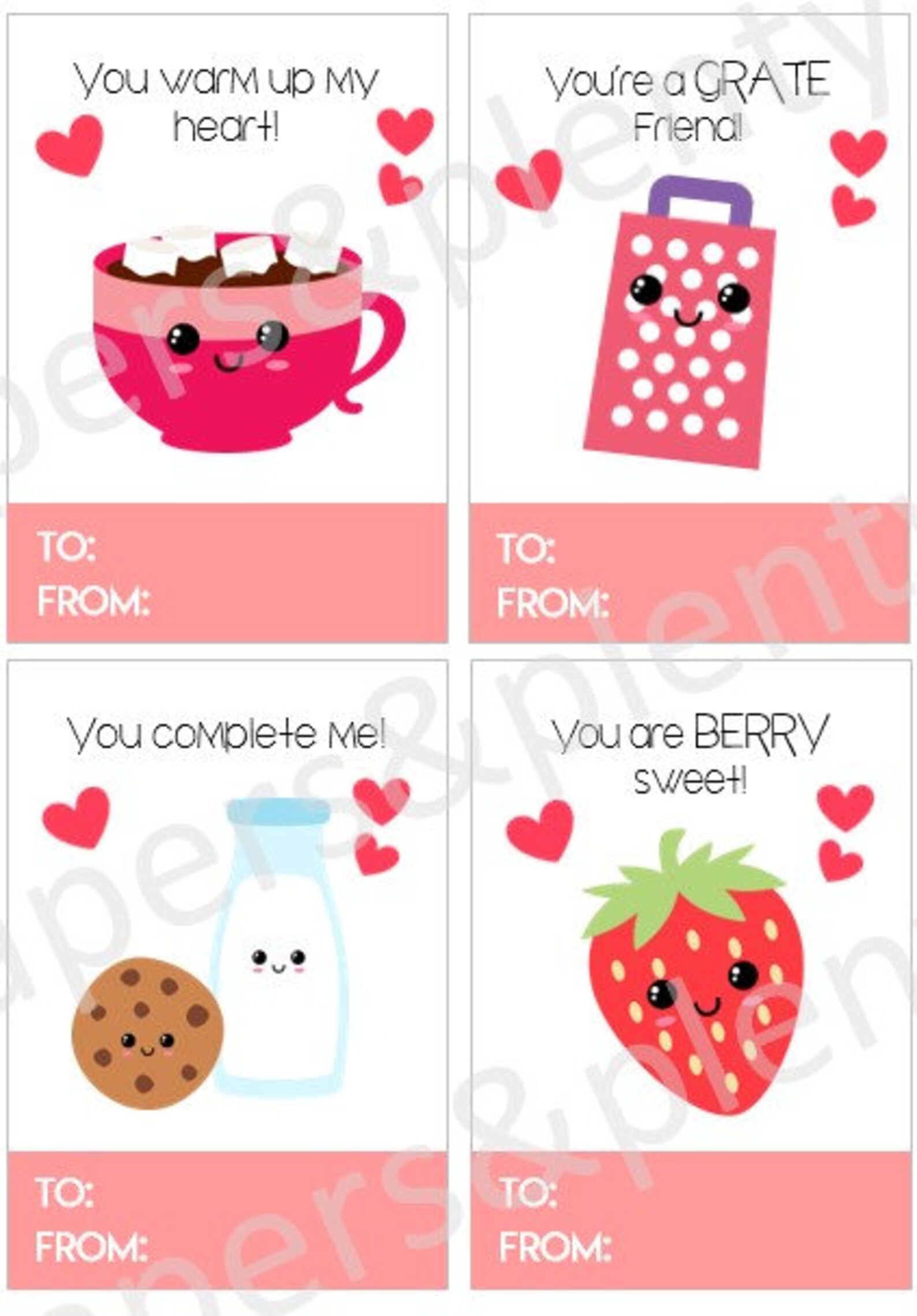 DIGITAL FILE Printable Food Valentine Cards for Kids Set of - Etsy