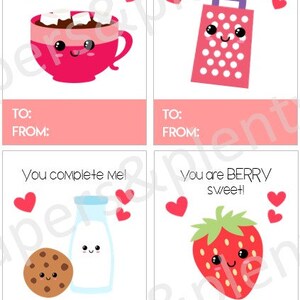DIGITAL FILE - Printable Food Valentine Cards for Kids Set of 8 (DIY ...