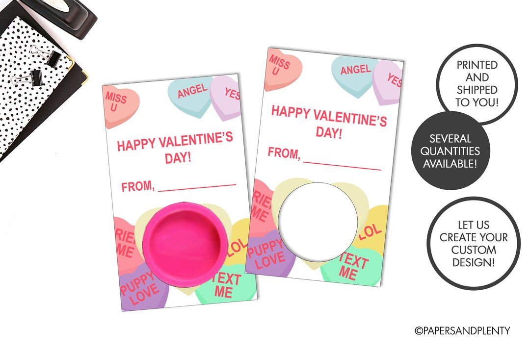 PRINTED Valentine Candy Heart Doh Card, Kids Party Favor, Kids Dough ...