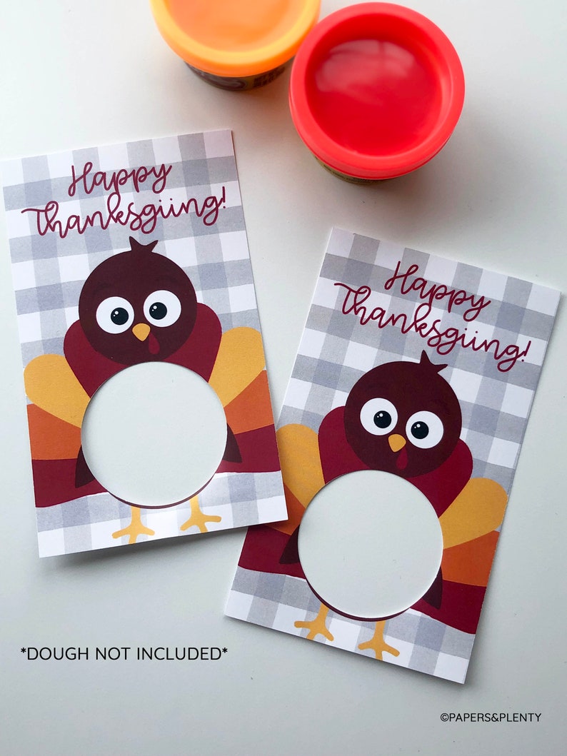 PRINTED Thanksgiving Doh Favor Card, Kids Table Doh Card, Kids Dough ...