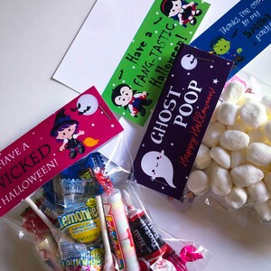 Printed Halloween Goodie Bags and Tags, Clear Treat Bag, Halloween ...