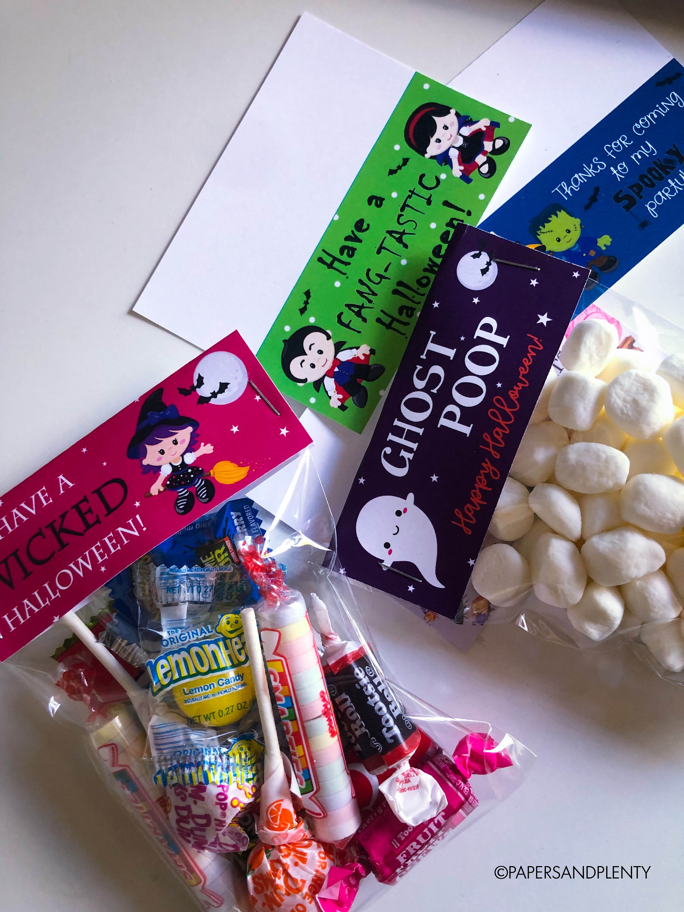 Printed Halloween Goodie Bags and Tags, Clear Treat Bag, Halloween ...