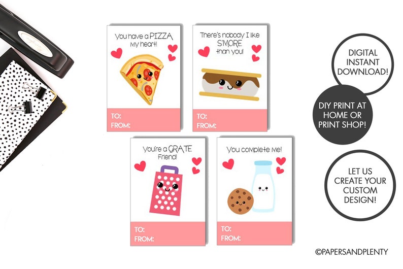 DIGITAL FILE Printable Food Valentine Cards for Kids Set of - Etsy