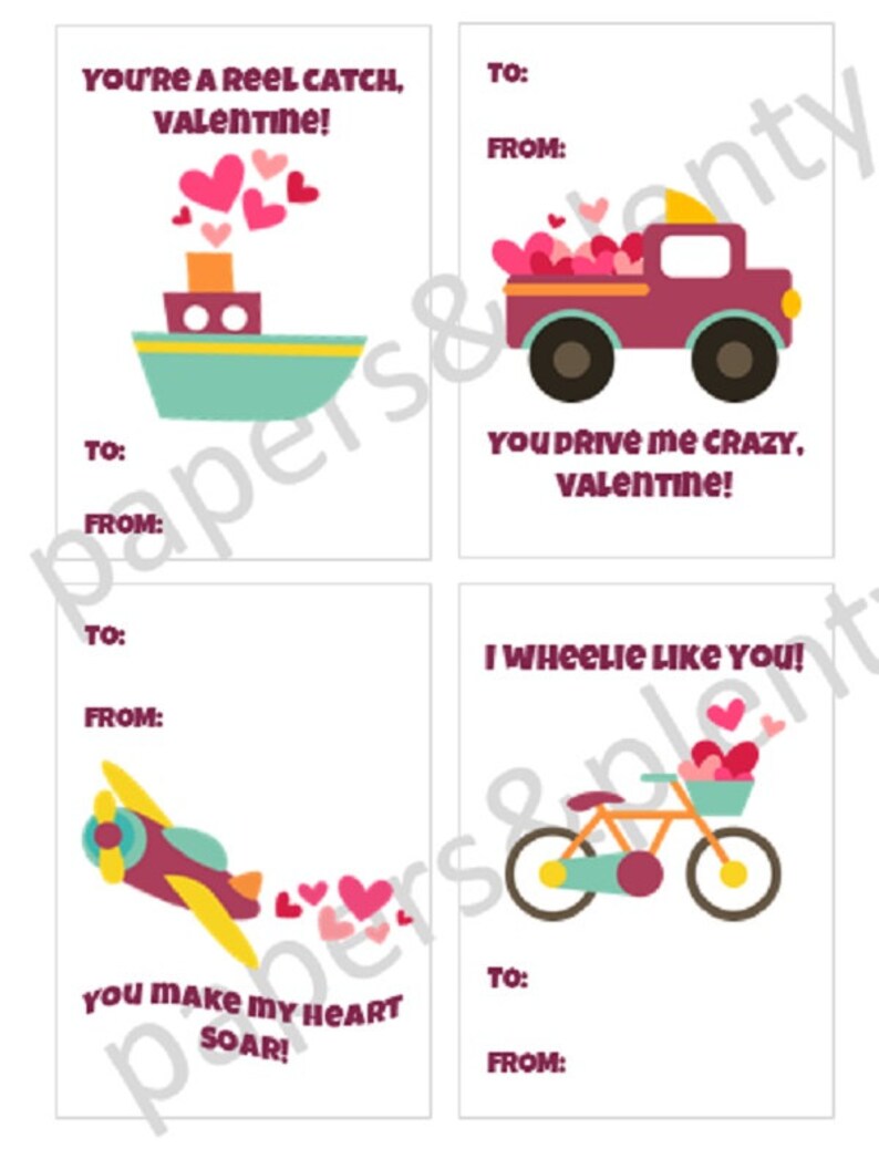 DIGITAL FILE Printable Cars Valentine Cards for Kids DIY - Etsy