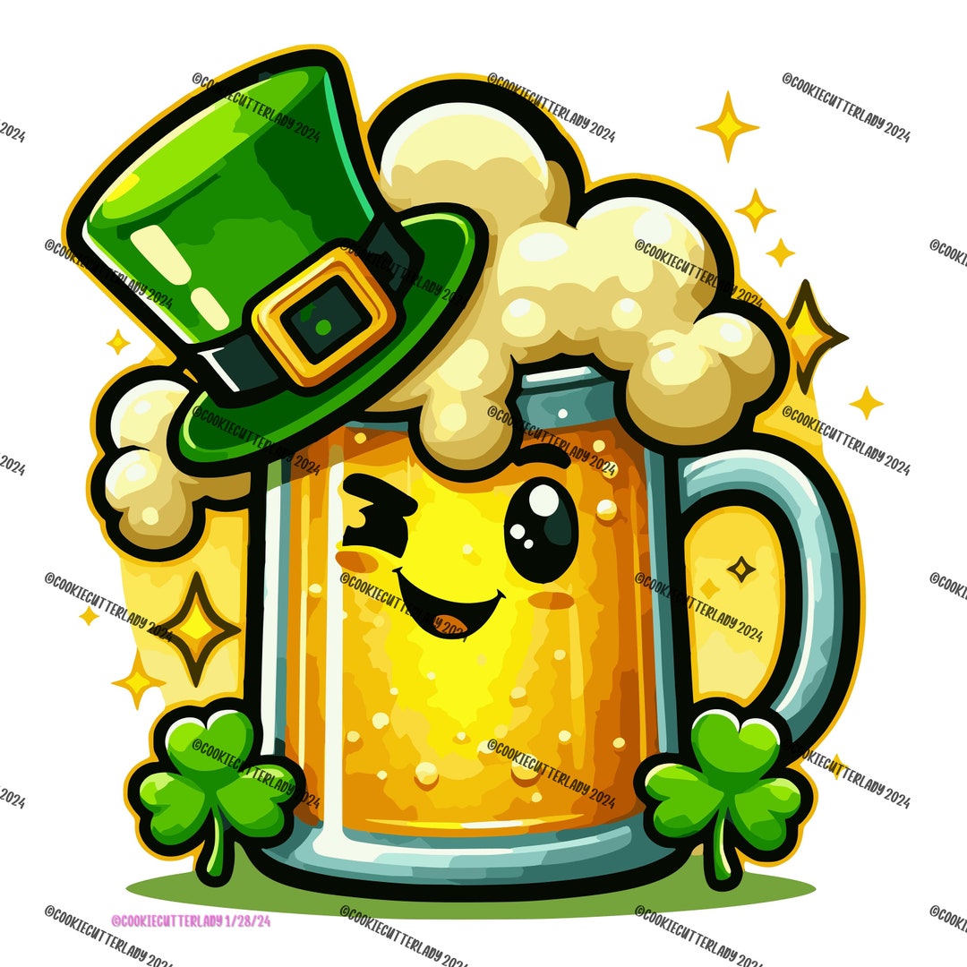 Beer Mug Winking St Patricks Day Downloadable Clipart - Free Commercial ...