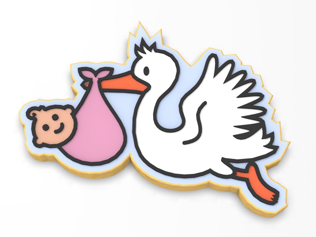 Stork Carrying Baby Cookie Cutter | Stamp | Stencil - SHARP EDGES ...