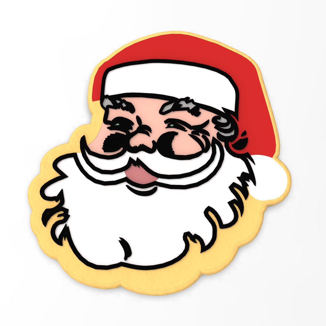 Santa Claus Face Cookie Cutter | Stamp | Stencil - SHARP EDGES - FAST ...