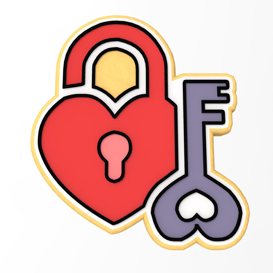 Heart Lock and Key Cookie Cutter | Stamp | Stencil - SHARP EDGES - FAST ...
