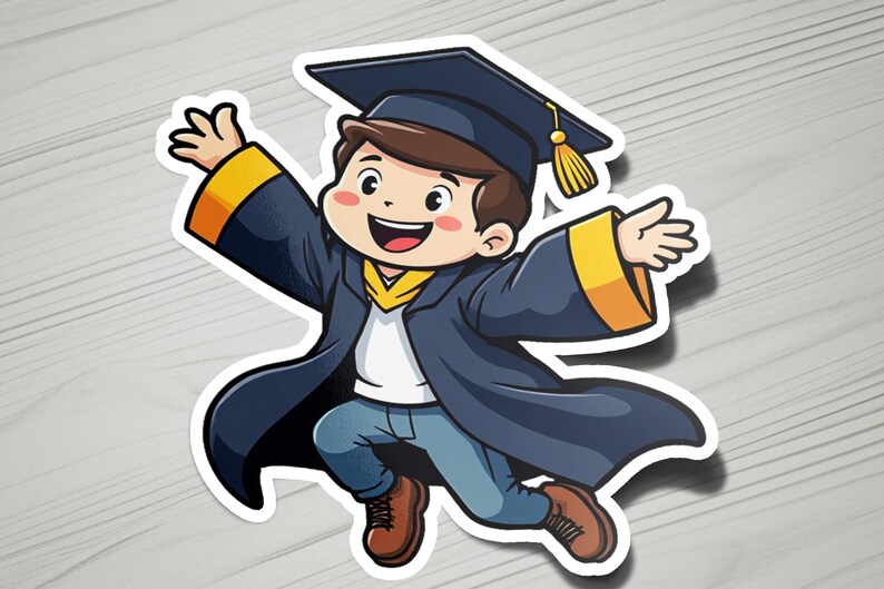 Graduation Boy Vinyl Sticker | Dishwasher Safe & Durable | Custom Sizes ...