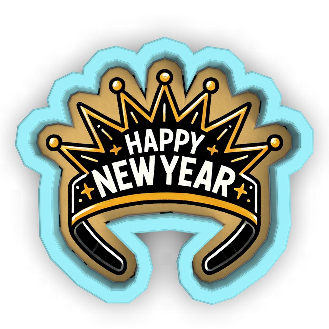Happy New Year Crown Cookie Cutter | Stamp | Stencil - SHARP EDGES ...