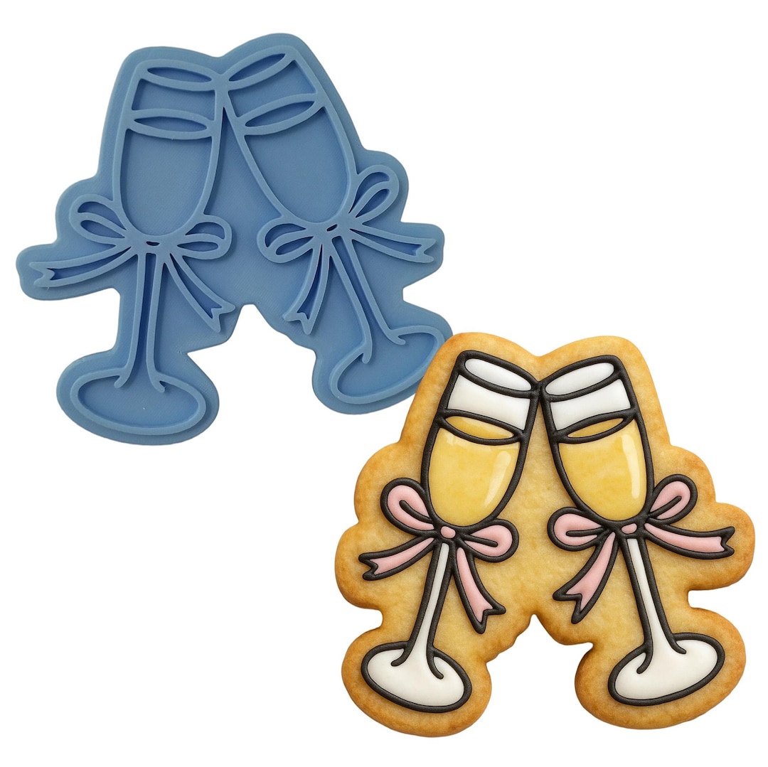 Champaign Glass Cheers Cookie Cutter | Stamp | Stencil - SHARP EDGES ...