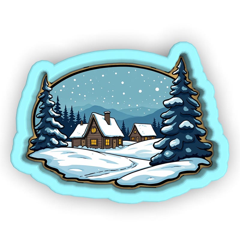 Winter Cabin Stamp - Etsy