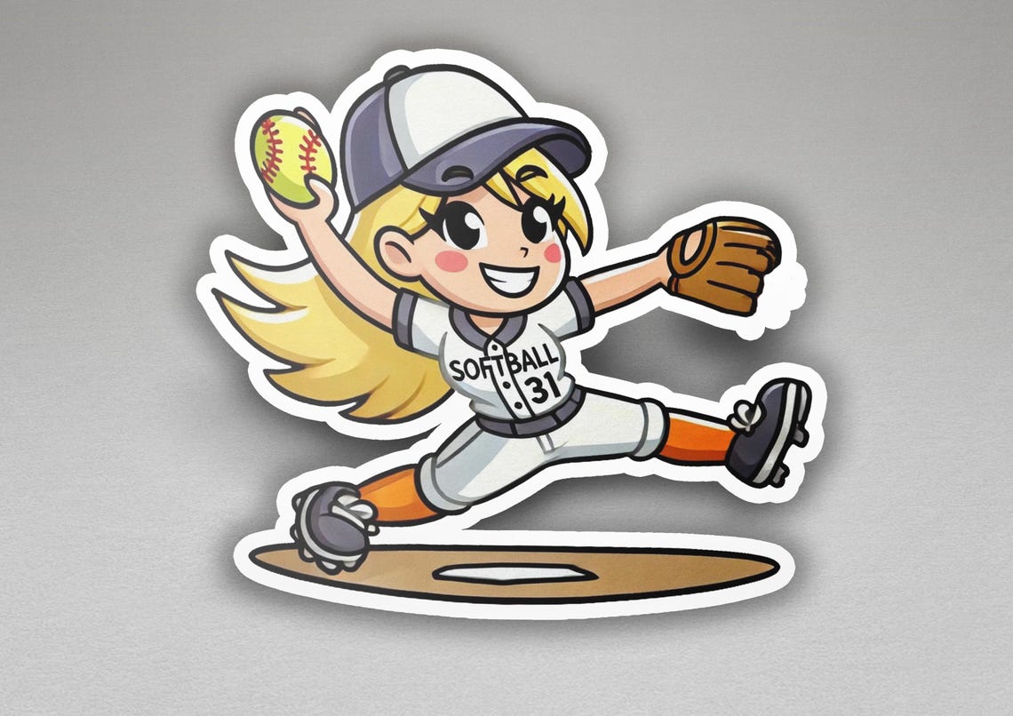 Softball Pitcher Vinyl Sticker | Dishwasher Safe & Durable | Custom ...