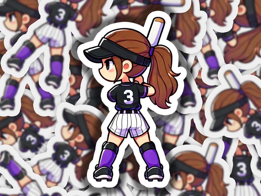 Softball Girl Batting Stance Vinyl Sticker | Dishwasher Safe & Durable ...