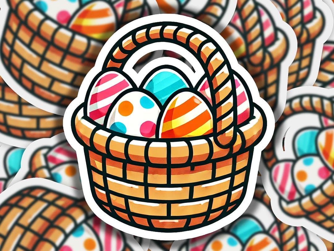Easter Egg Basket Vinyl Sticker | Dishwasher Safe & Durable | Custom ...