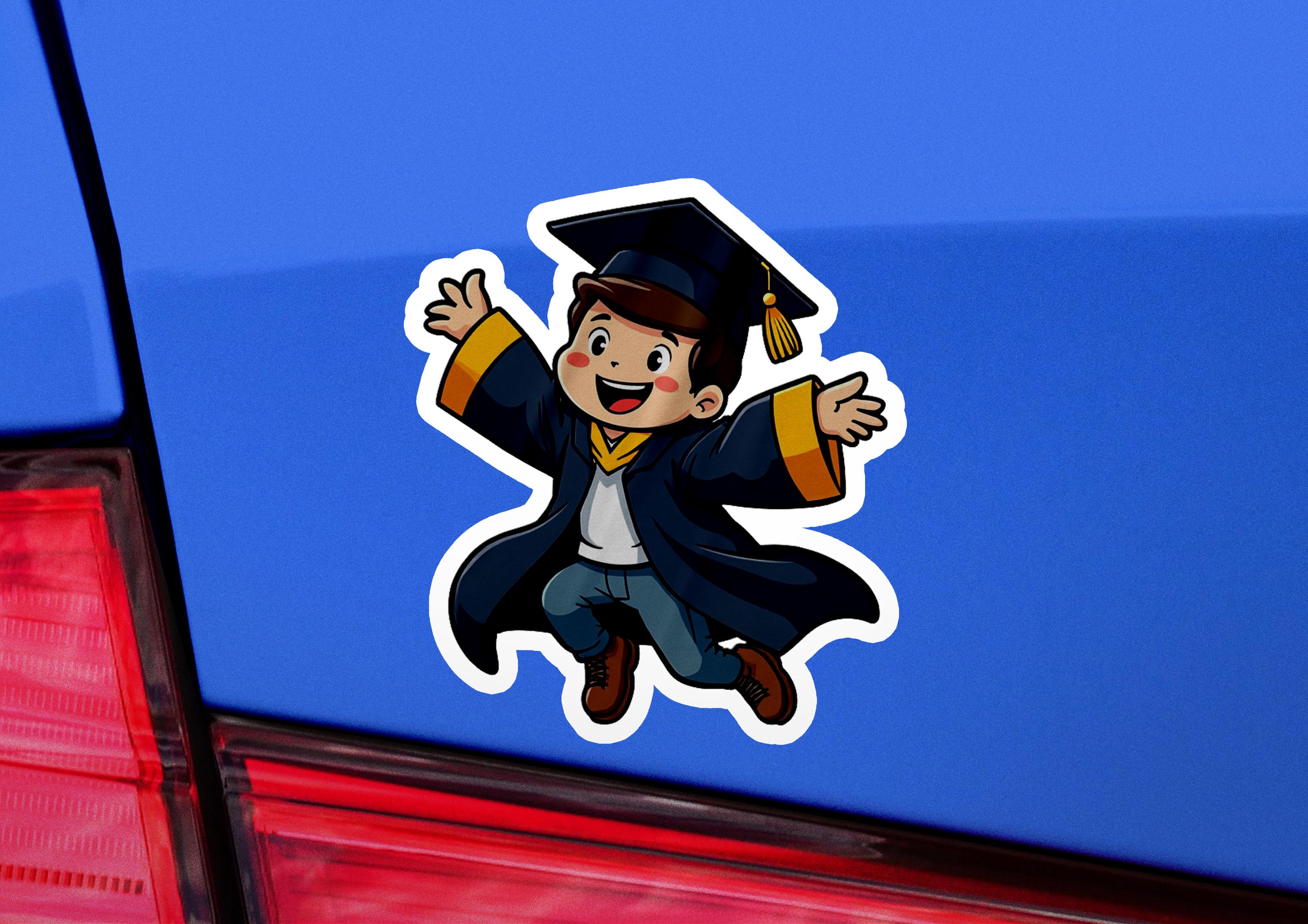 Graduation Boy Vinyl Sticker | Dishwasher Safe & Durable | Custom Sizes ...