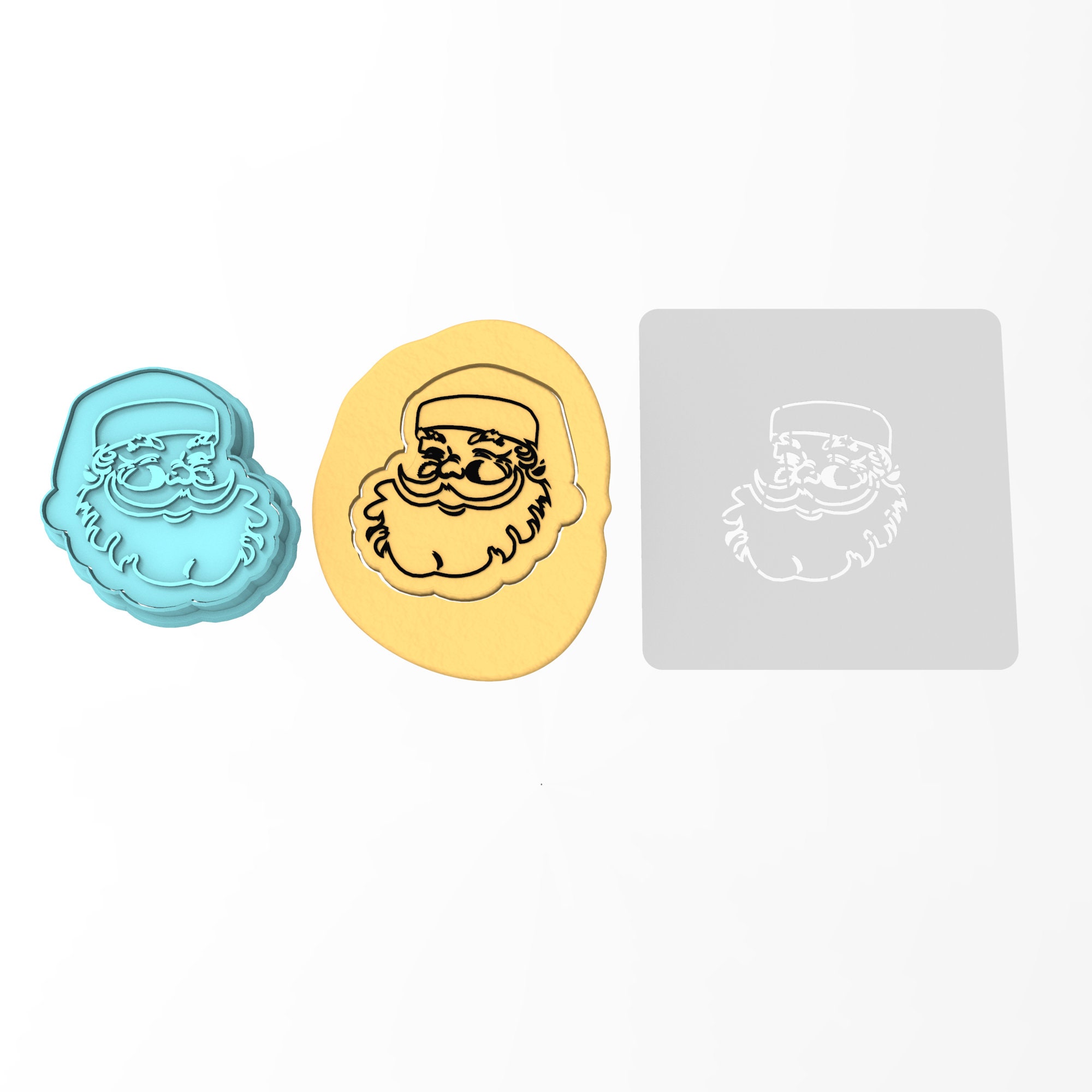 Santa Claus Face Cookie Cutter Stamp Stencil SHARP EDGES | Etsy