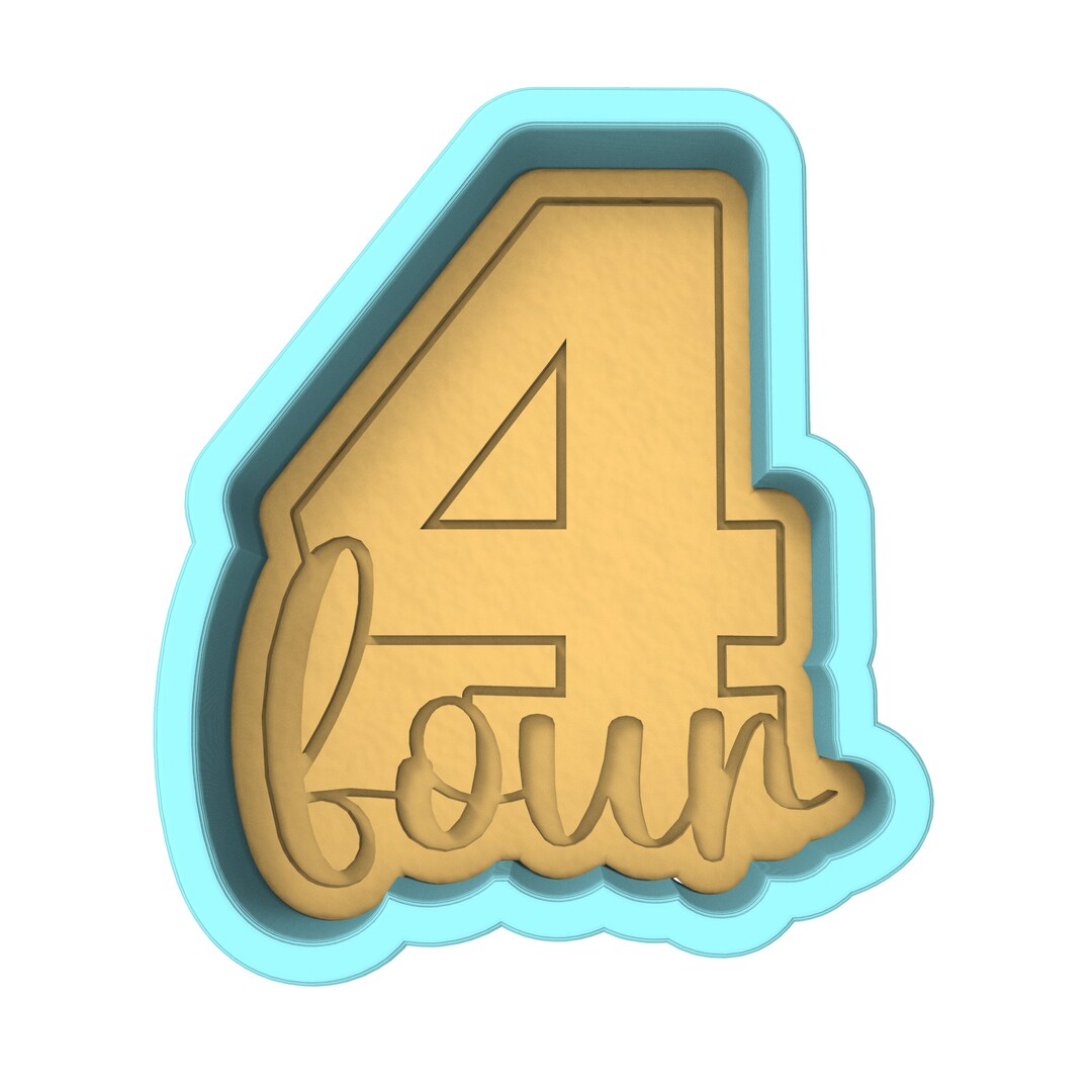 Number Four Birthday Cookie Cutter | Stamp | Stencil - Etsy