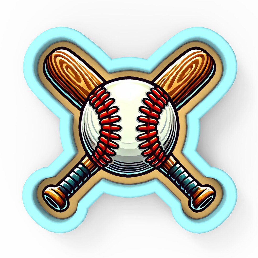 Baseball Bat Cross With Ball Cookie Cutter | Stamp | Stencil - SHARP ...