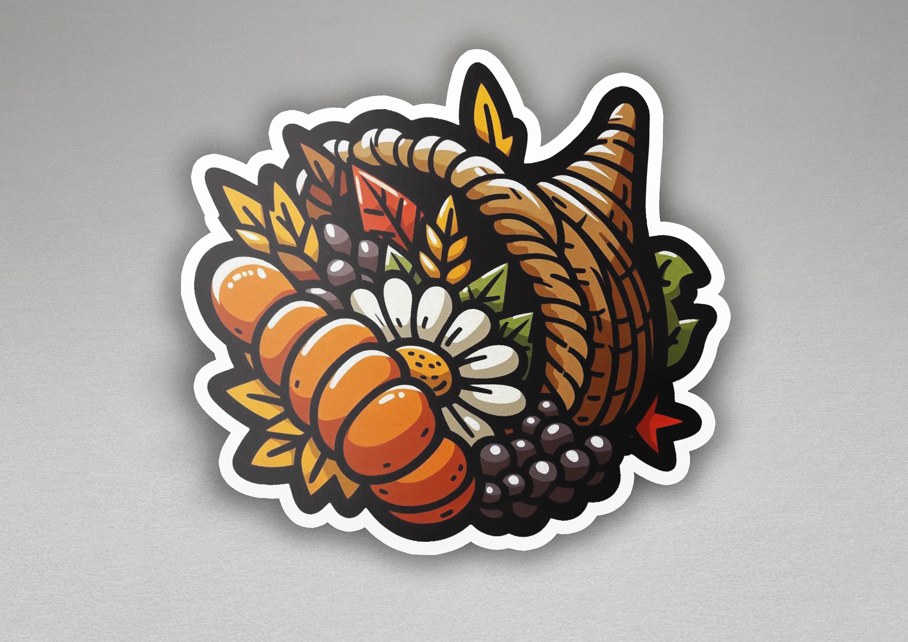 Cornucopia Vinyl Sticker | Waterproof & Durable | Thanksgiving Sticker ...