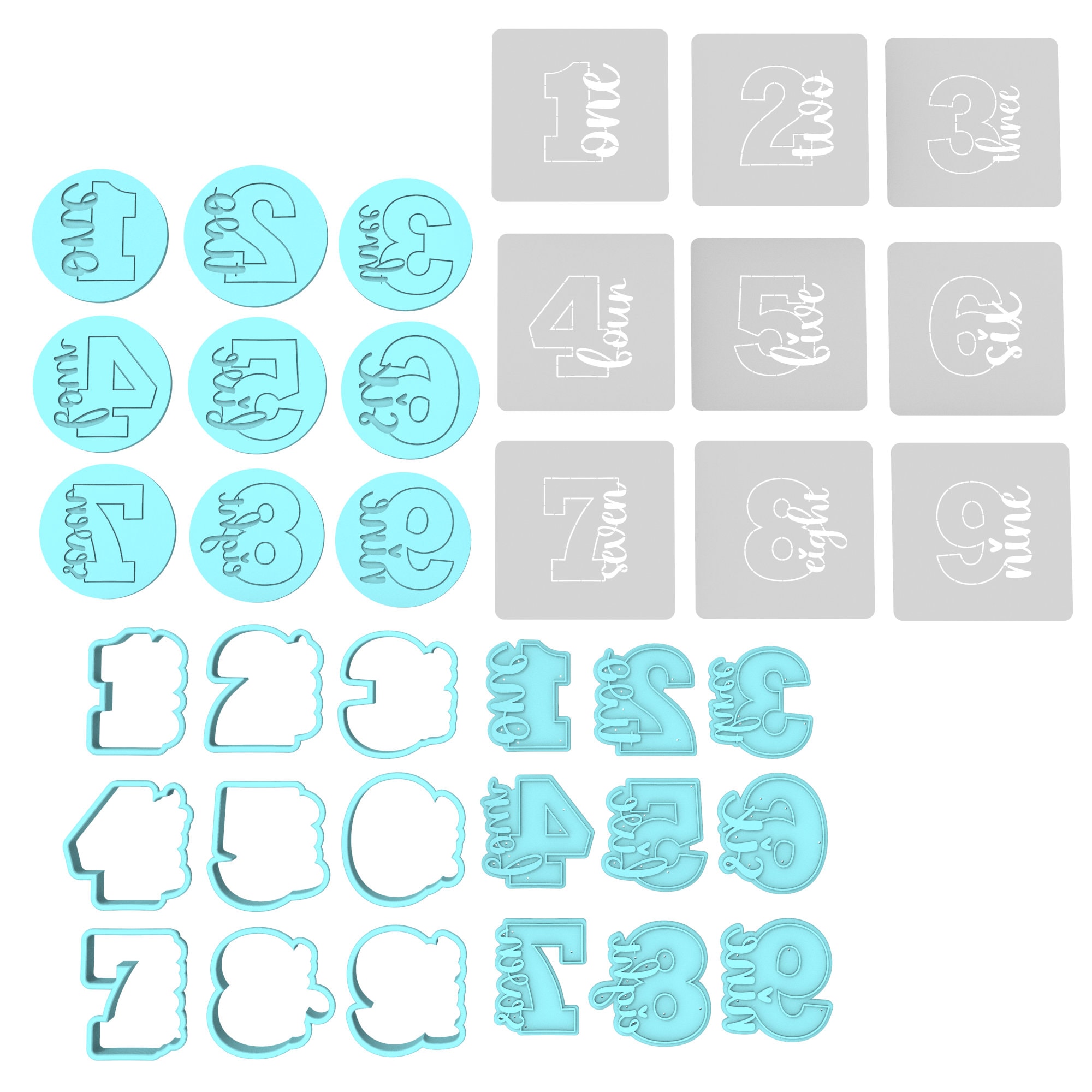 Birthday Number Sideways Cookie Cutter | Stamp | Stencil | Debosser Set ...