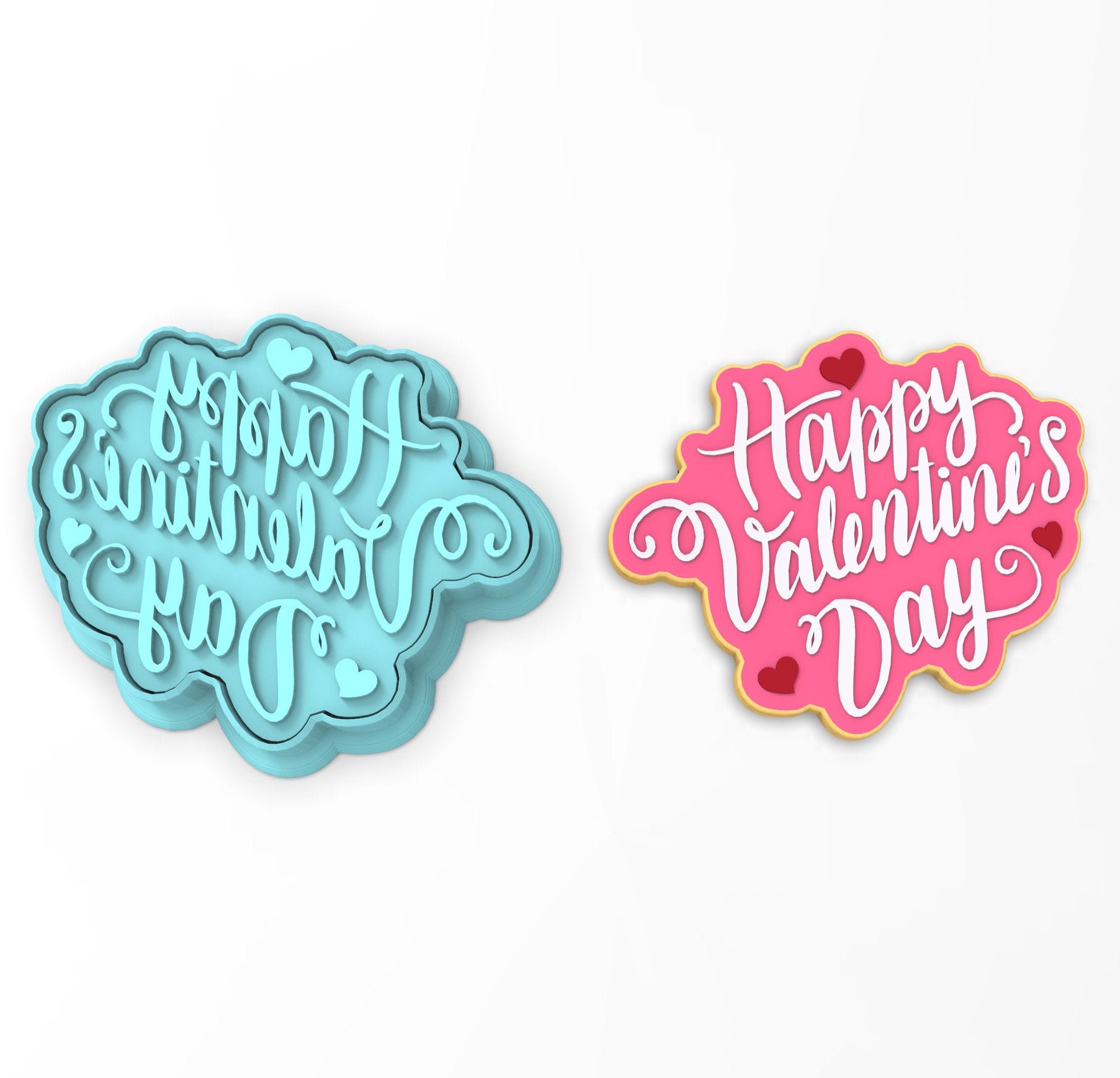 Happy Valentine's Day Heart Cookie Cutter Stamp | Etsy