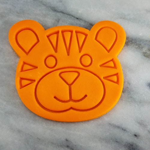 Tiger Face Cookie Cutter 2-piece Stamp & Outline 1 SHARP - Etsy