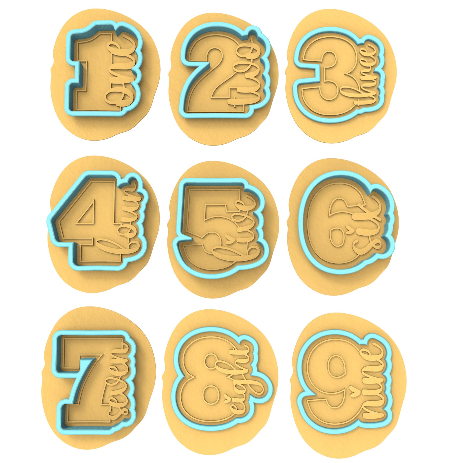 Birthday Number Sideways Cookie Cutter | Stamp | Stencil | Debosser Set ...