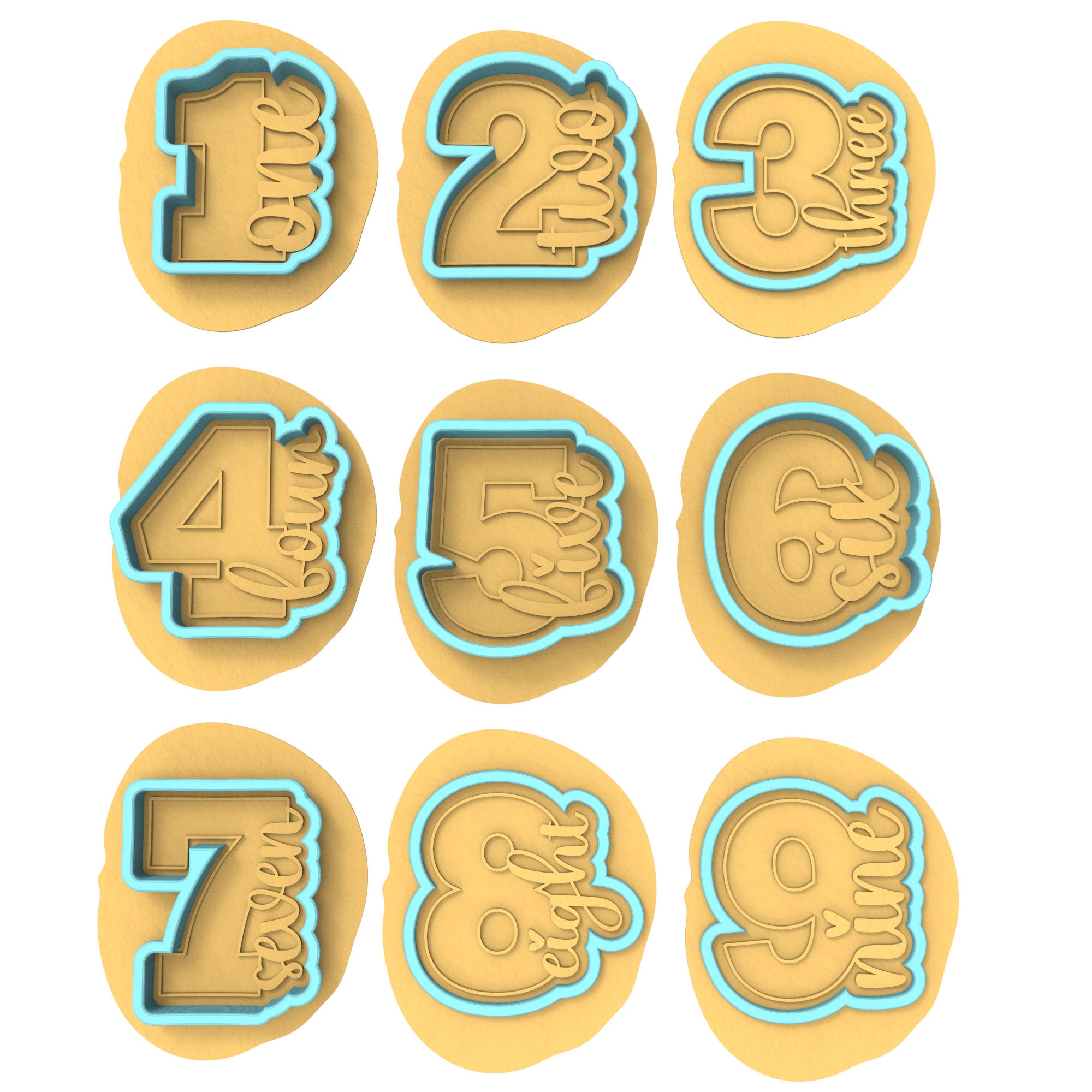 Birthday Number Sideways Cookie Cutter | Stamp | Stencil | Debosser Set ...