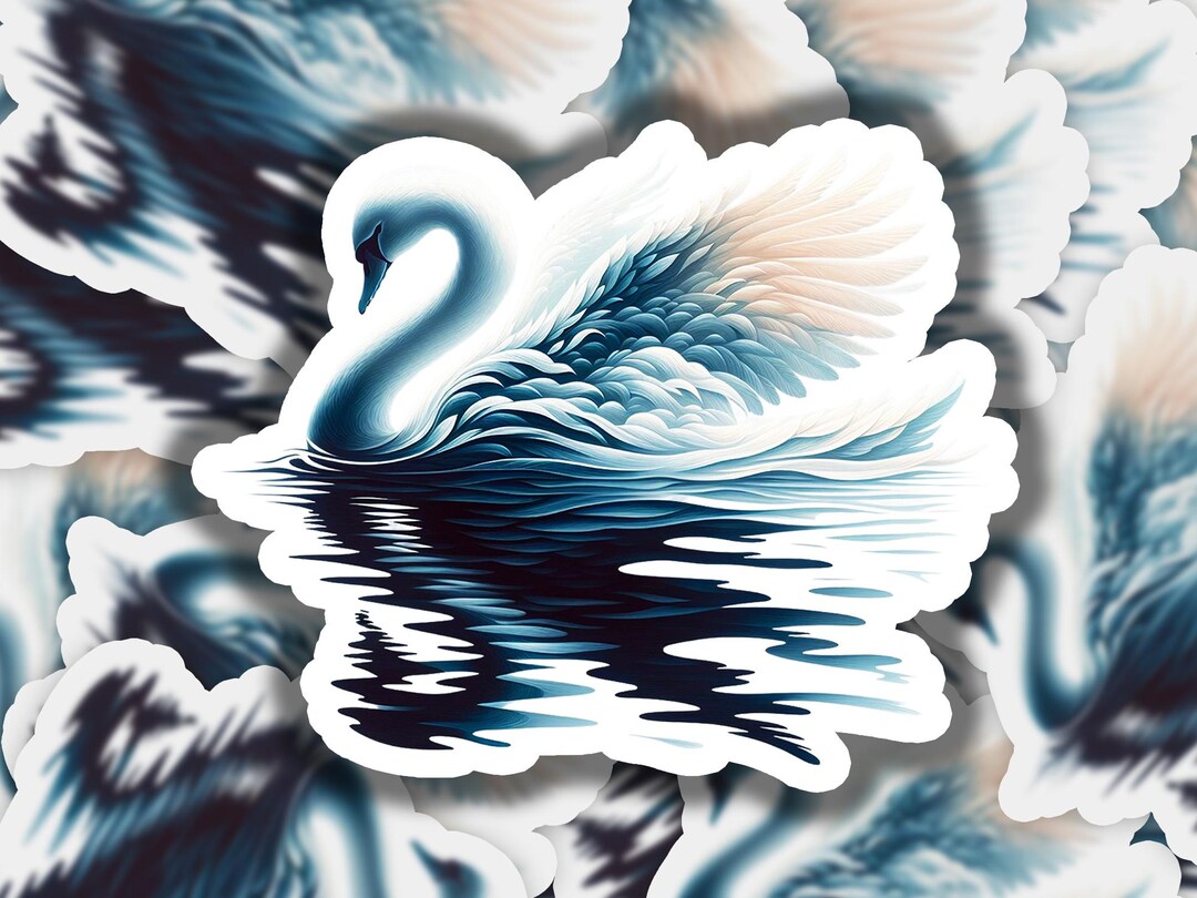 Swan Reflection 1 Vinyl Sticker | Waterproof & Durable | Animal Sticker ...