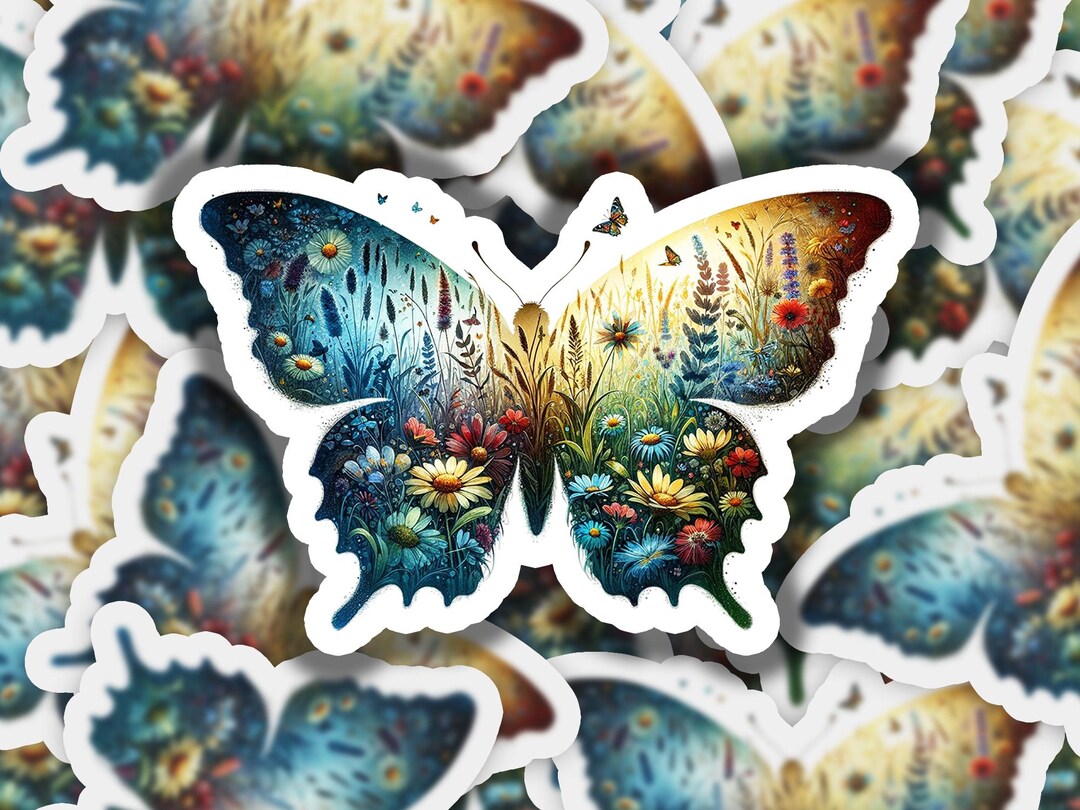 Butterfly Flower Field 11 Vinyl Sticker | Dishwasher Safe & Durable ...