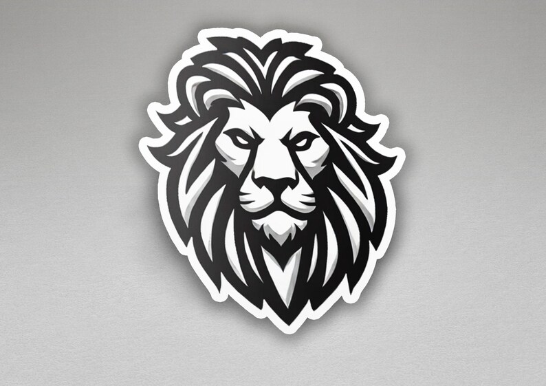 Lion Black and White 2 Vinyl Sticker | Dishwasher Safe & Durable ...