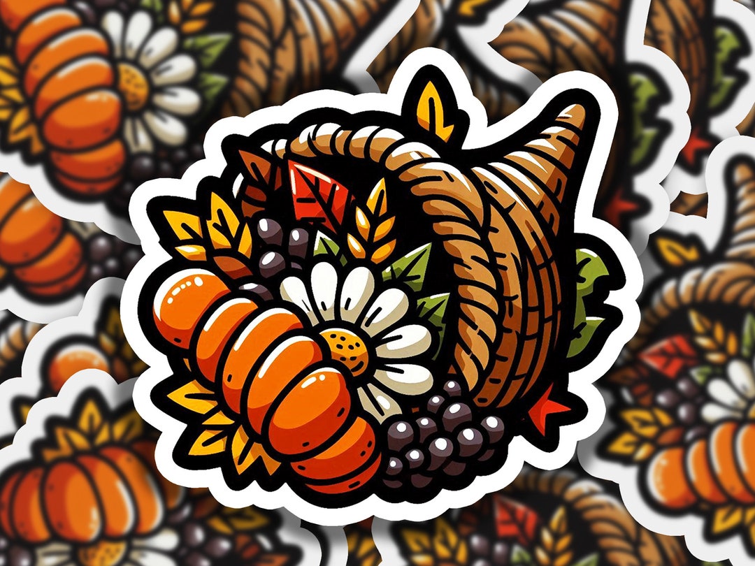 Cornucopia Vinyl Sticker | Waterproof & Durable | Thanksgiving Sticker ...