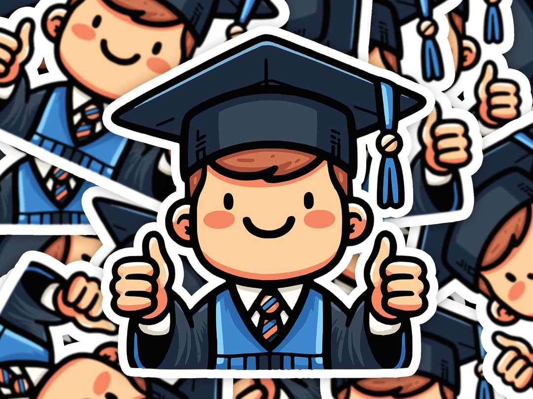 Grad Kid Thumbs up Vinyl Sticker | Dishwasher Safe & Durable | Custom ...
